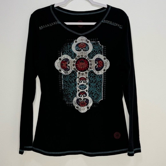 Double D Ranch | Tops | Double D Ranch Heavy Beaded Cross | Poshmark
